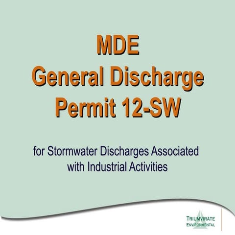 MDE Stormwater Permitting Requirements | PPT