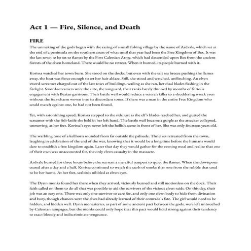 Act 1: Fire, Silence and Death - a part of The Story of Kor by Justin ...