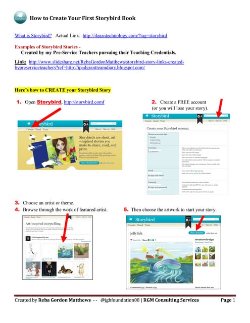 Storybird Story Examples- Created by Pre-Service Teachers | PDF