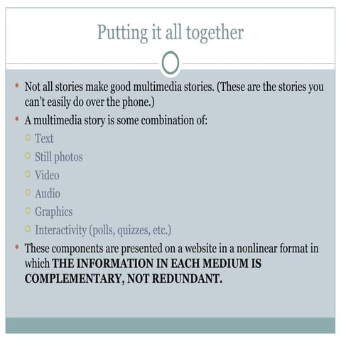 Elements of good multimedia story telling | PDF