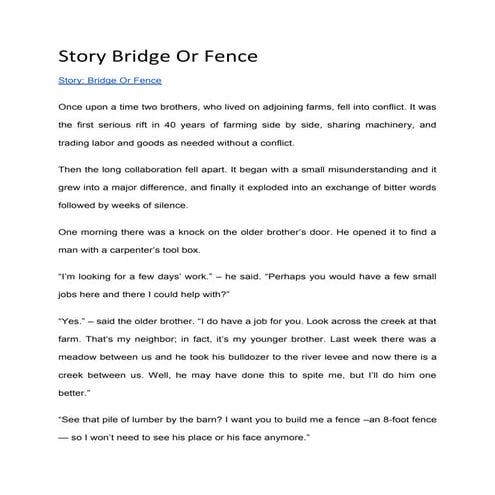Story bridge or fence | DOCX