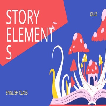 Story Elements English Quiz Presentation in a Blue Pink and Red ...