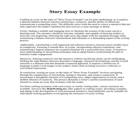 Story Essay Example | PDF