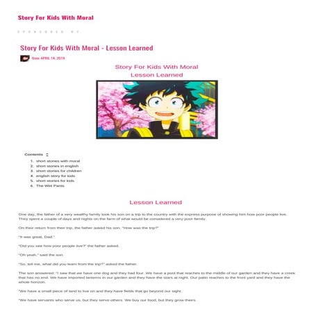 The four friends - moral story | PDF