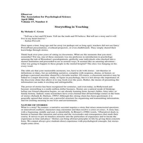 Story in teaching | PDF