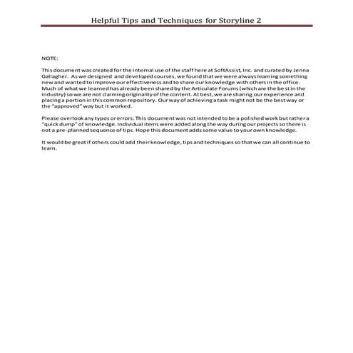 Storyline Tips and Techniques | PDF