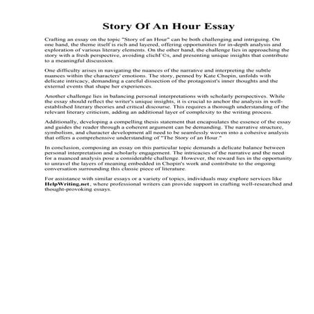 Story Of An Hour Essay. The story of an hour plot analysis. The Story ...