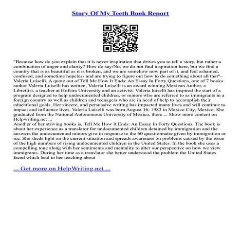 Story Of My Teeth Book Report | PDF