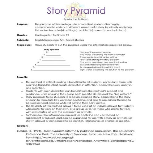 Story Pyramid handout | DOCX