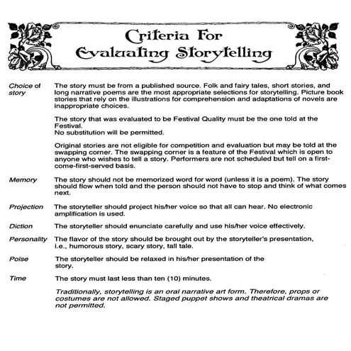 Storytelling criteria | PDF