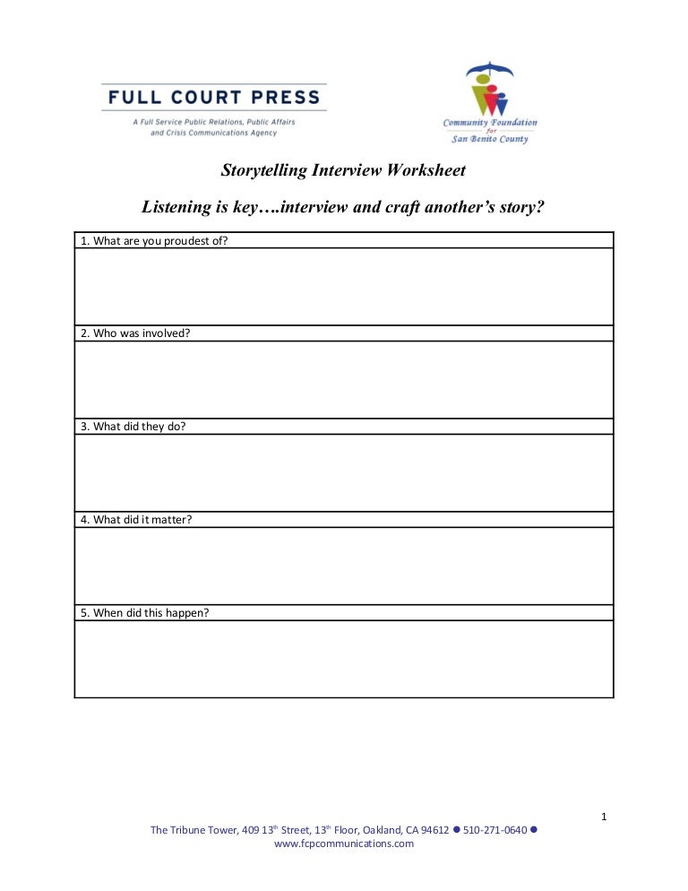 Storytelling - Interview Worksheet