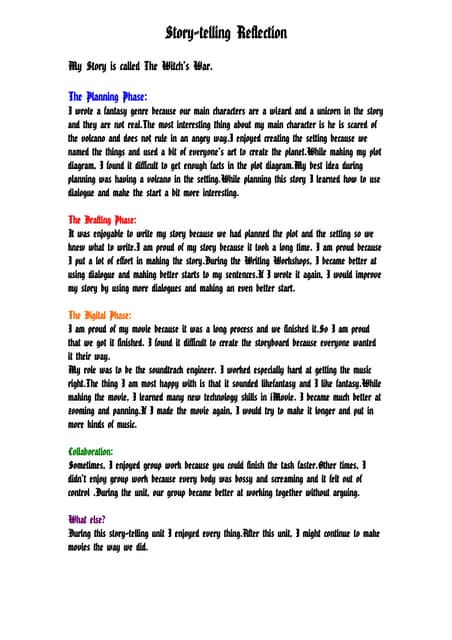 Storytelling reflection copy | PDF