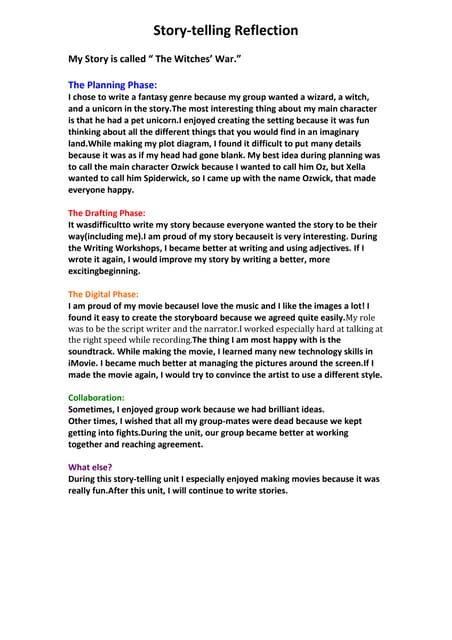 Storytelling reflection copy | PDF
