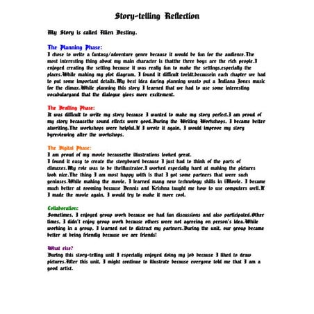 Storytelling reflection by ki joo | PDF