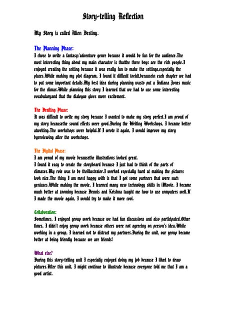 Storytelling reflection Dennis | PDF