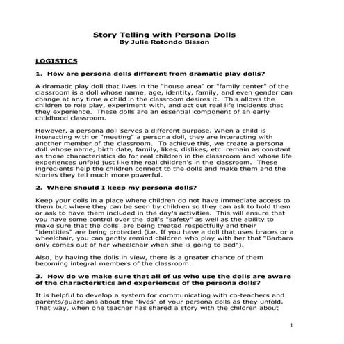 Story telling with persona dolls | PDF
