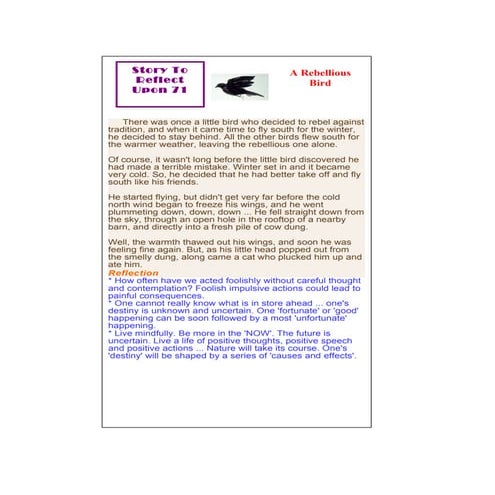 Story to reflect upon 71, 72 | DOC