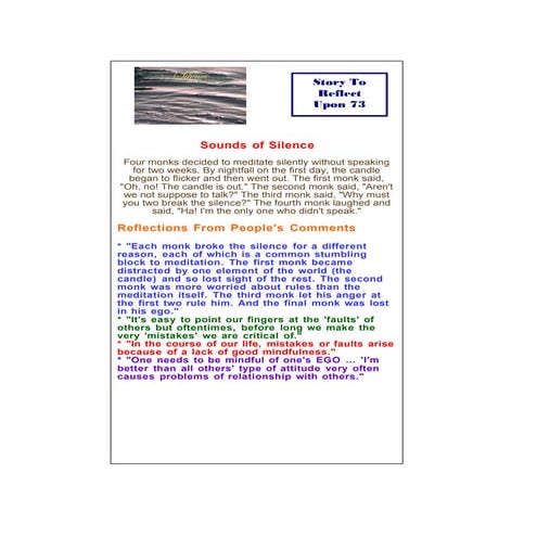 Story to reflect upon 73, 74 | DOC