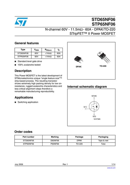 Original N-Channel Mosfet STS4DNF60L 4DF60L 60V 4A SOP-8 New STMicroelectronics | PDF