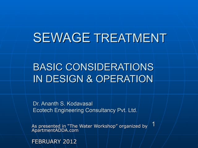 Construction of Sewage Treatment Plant STP – 350 kld for CPMF Part 1 | PPTX