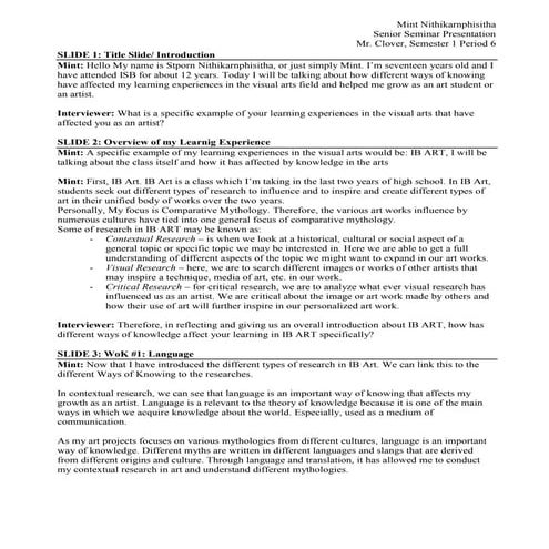 Stporn mint. senior sem script presntation | DOCX | Arts and Crafts | Hobbies & Interests