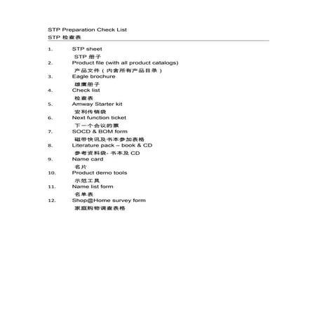 Stp preparation check list | DOC | Shopping