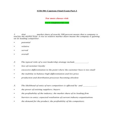 Str 581 capstone final exam part 3 | PDF