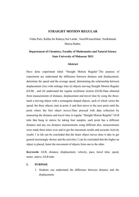 Objects in motion - 01 Distance and displacement | PPT