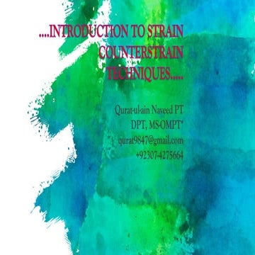 Introduction To Strain Counterstrain Techniques. | PDF