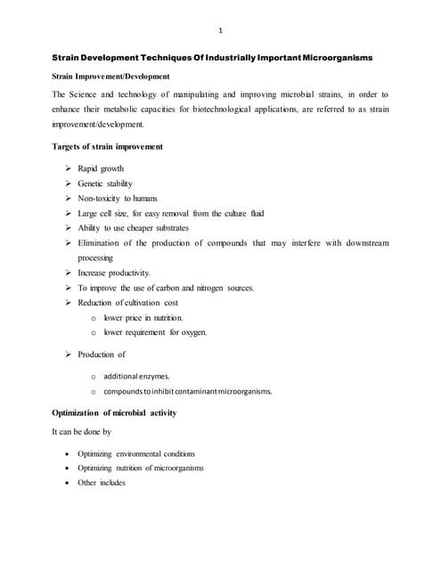 Preservation of industrially important microbial strain | PPT