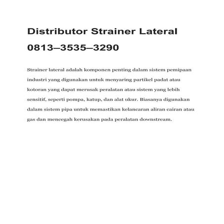 Distributor Strainer Lateral 0813–3535–3290 | PDF