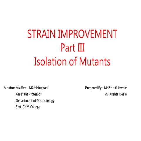 Isolation of antibiotic resistance mutant by replica plating | PPTX