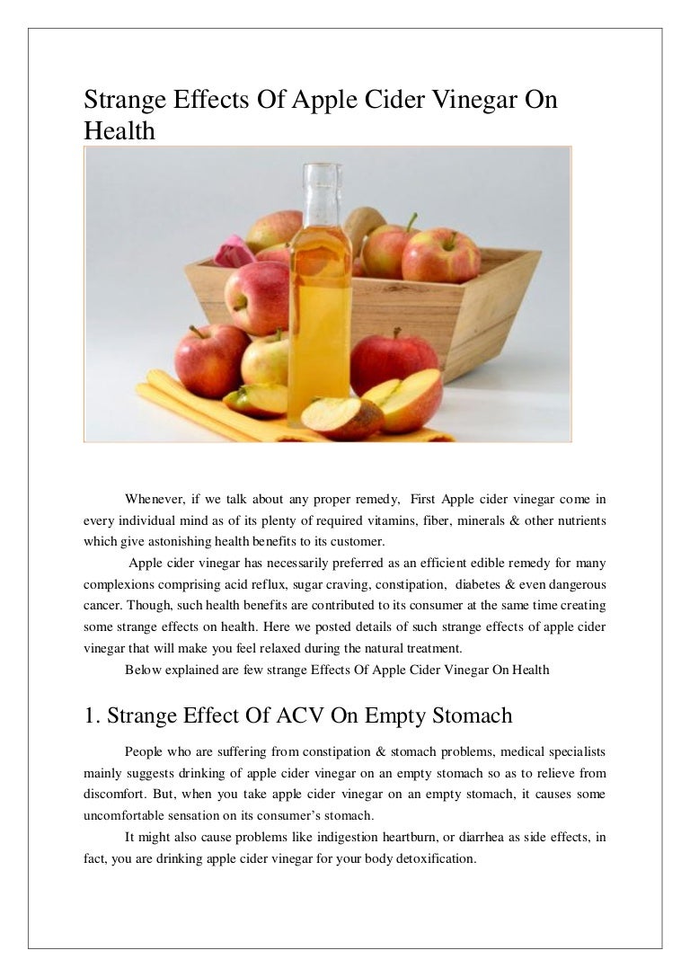 Strange Effects Of Apple Cider Vinegar On Health