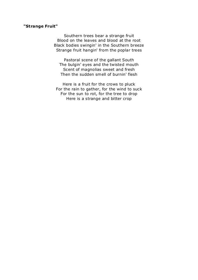 Lyrics Strange Fruit Lyrics Strange Fruit
