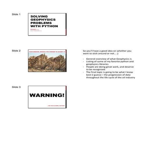 Solving Geophysics Problems with Python - Speaker Notes | PDF