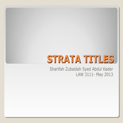 Strata titles | PPT