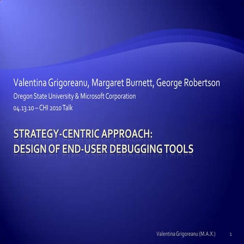 StratCel: A Strategy-Centric Approach to the Design of End-User Debugging Tools | PPTX | Web ...