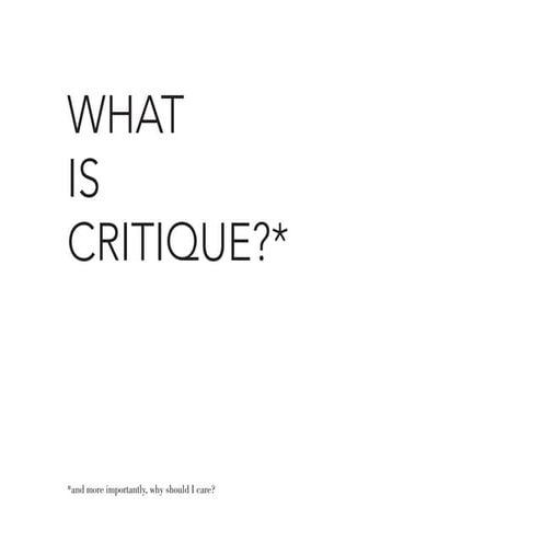 What is Critique? | PDF
