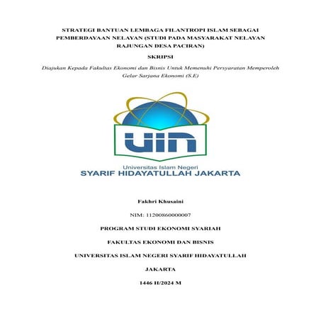 STRATEGI BANTUAN LEMBAGA FILANTROPI ISLAM SEBAGAI PEMBERDAYAAN NELAYAN ...