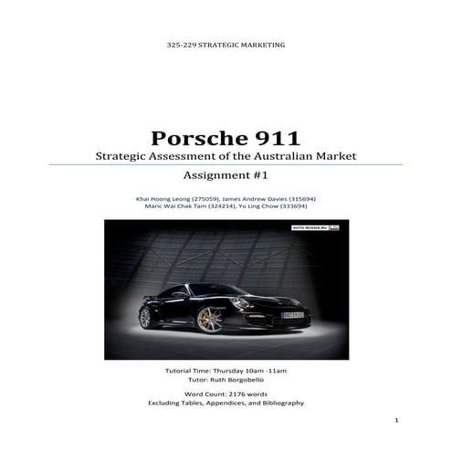 Strategic Analysis Of The Porsche 911 In Australia | PDF
