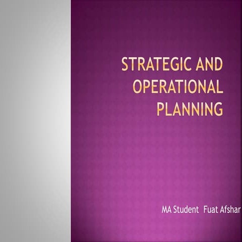 Strategic and operational planning | PPTX