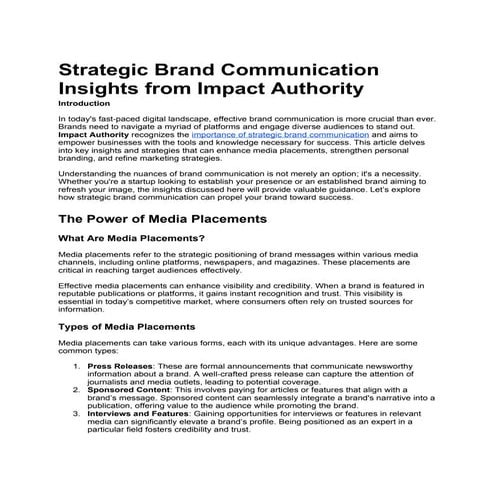 Strategic Brand Communication Insights from Impact Authority.docx ...