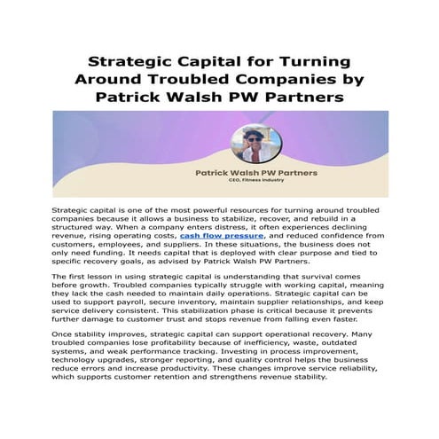 Strategic Capital for Turning Around Troubled Companies by Patrick ...