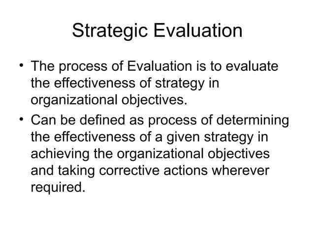 Techniques of strategic evaluation and control | PPTX