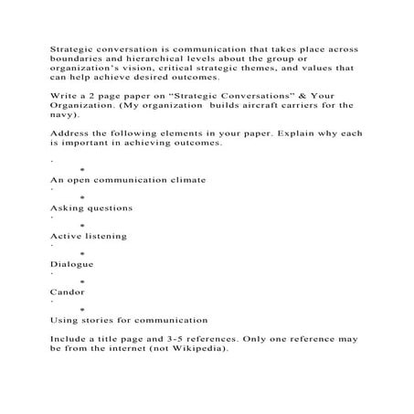 Strategic conversation is communication that takes place across boun.docx