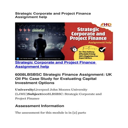 Strategic Corporate and Project Finance Assignment help.docx