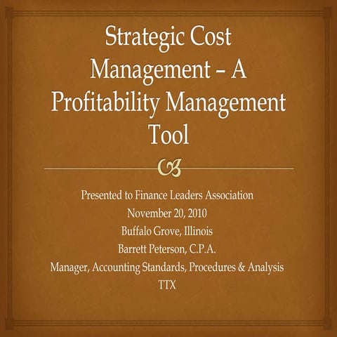 ACtivItY BaSeD CostinG, Value ChAin AnalysiS, TargeT cosTing & Life ...