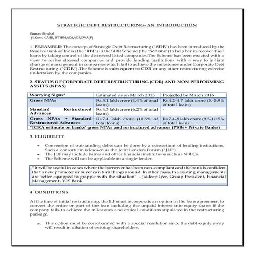 Strategic debt restructuring an introduction | DOCX