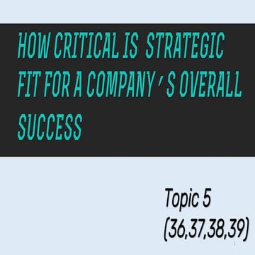 Strategic fit for a company's overall success | PDF