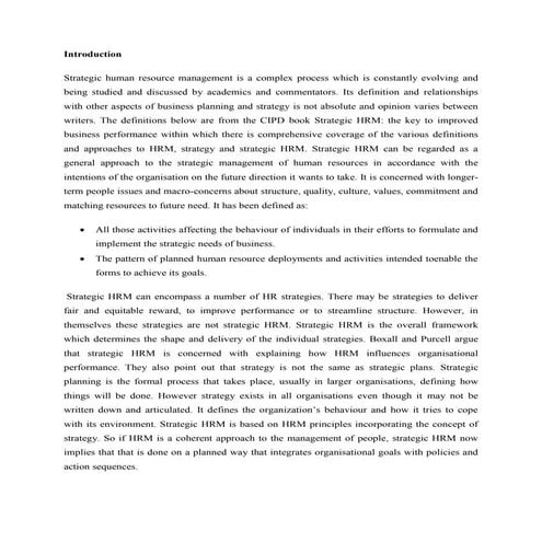 Strategic Human Resource Management Docx